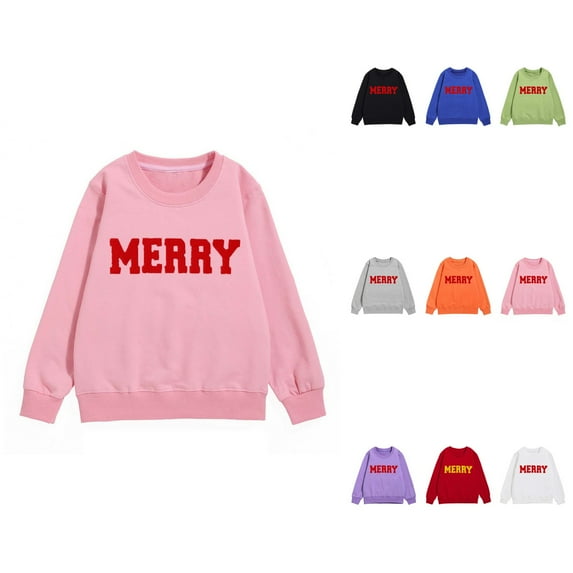 Kids Boys Girls Child Long Sleeve Letter Prints Sweatshirt Pullover ...