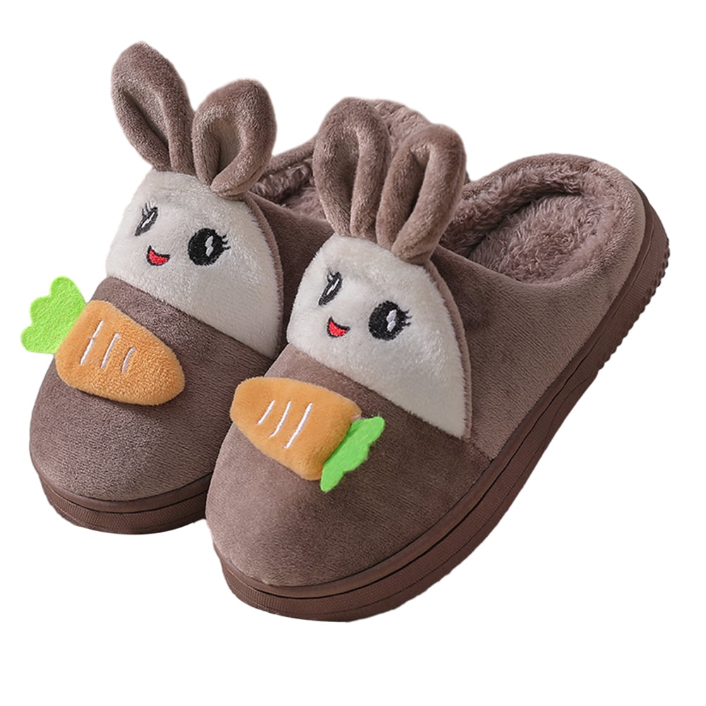 Kids Boys Girls Cute Rabbit Slippers Non-slip Fuzzy Warm Soft Bunny ...