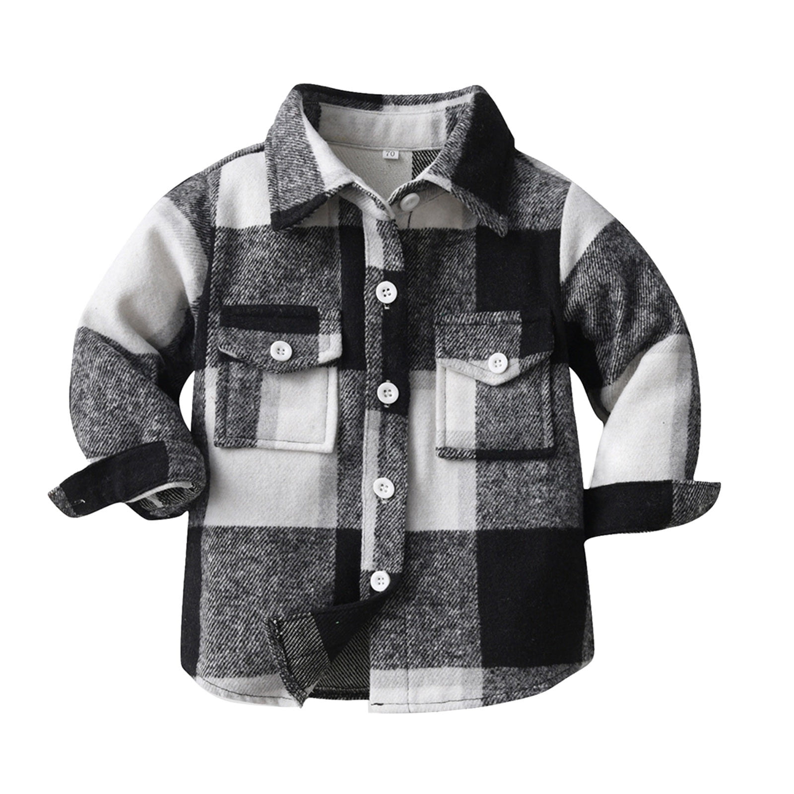Boys Flannel Shirts Kids Plaid Shirt Jacket Button Long Sleeve Lapel ...