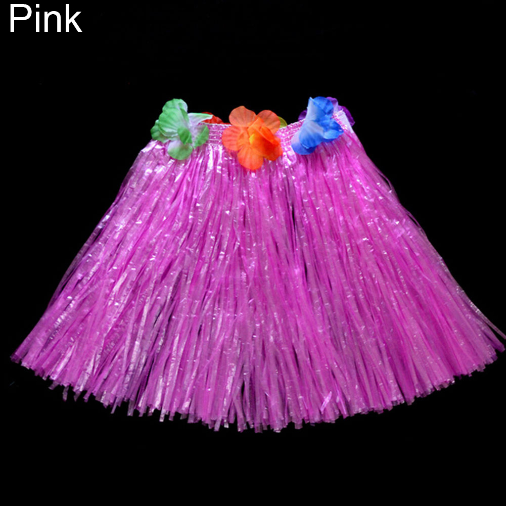 Kids Boys Girls Hawaiian Hula Grass Beach Elastic Skirt Flower Party ...