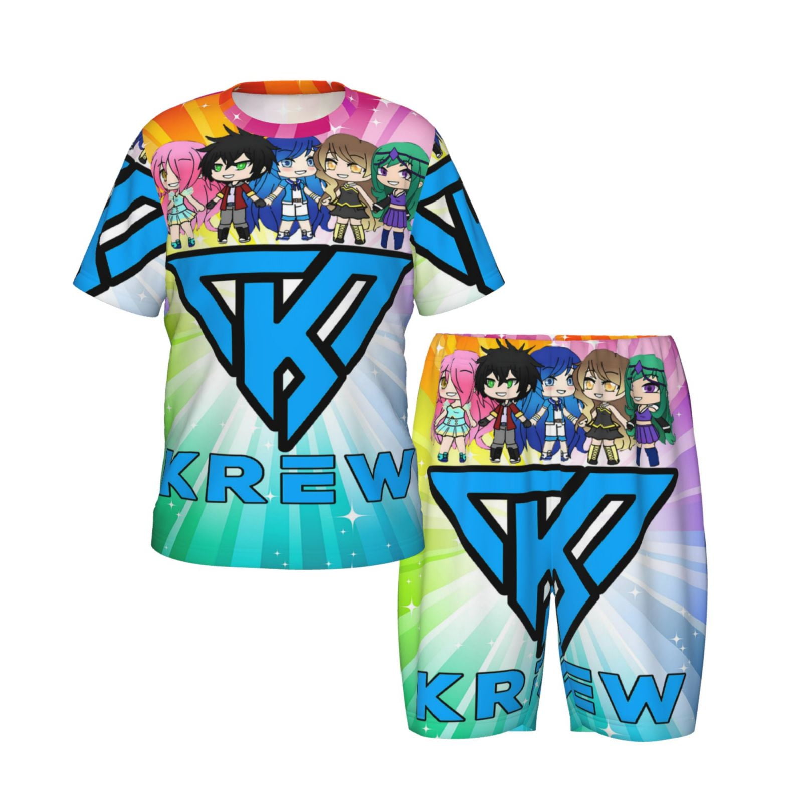 Kids Boys Girls Itsfunneh Krew Pajamas Set Cartoon Shirt With Shorts ...