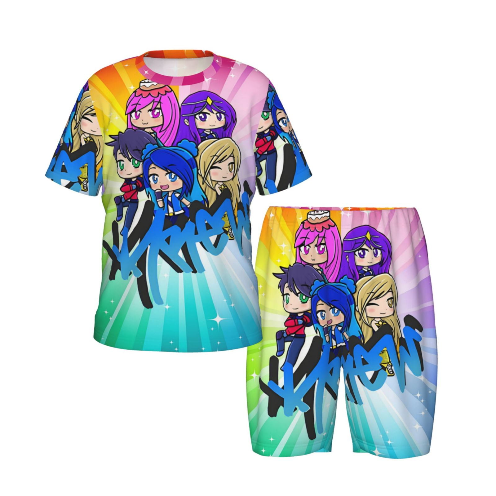 Kids Boys Girls Itsfunneh Krew Pajamas Set Cartoon Shirt With Shorts ...