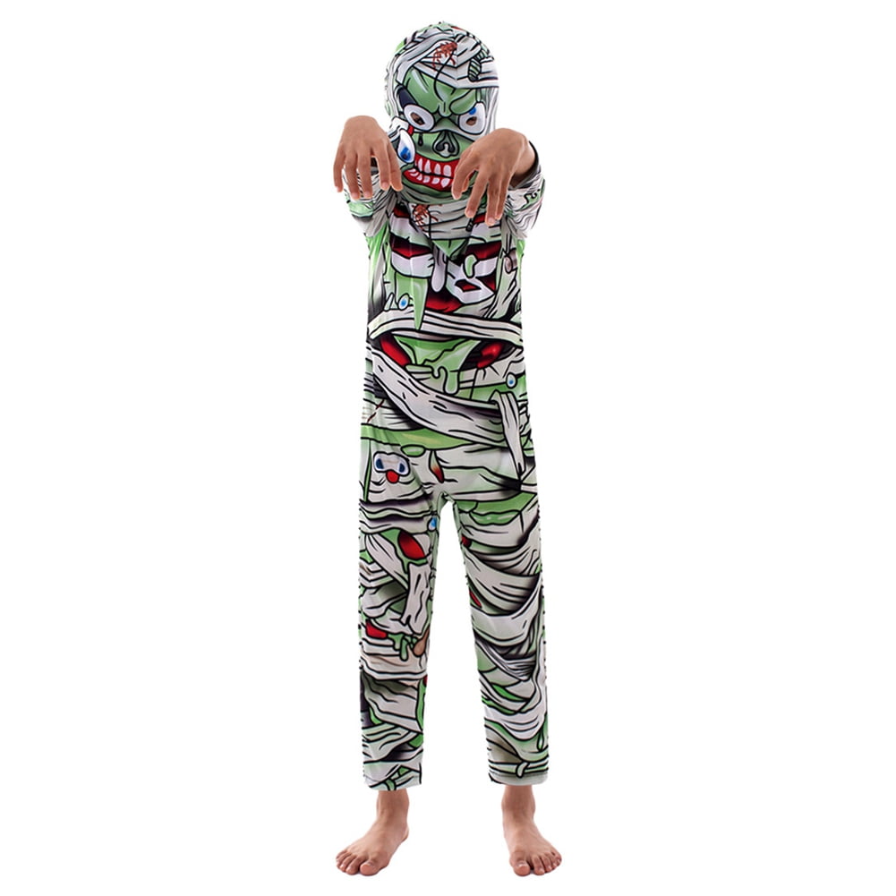 Kids Boys Girls Mummy Halloween Costume Classic Horror Theme Bodysuit ...