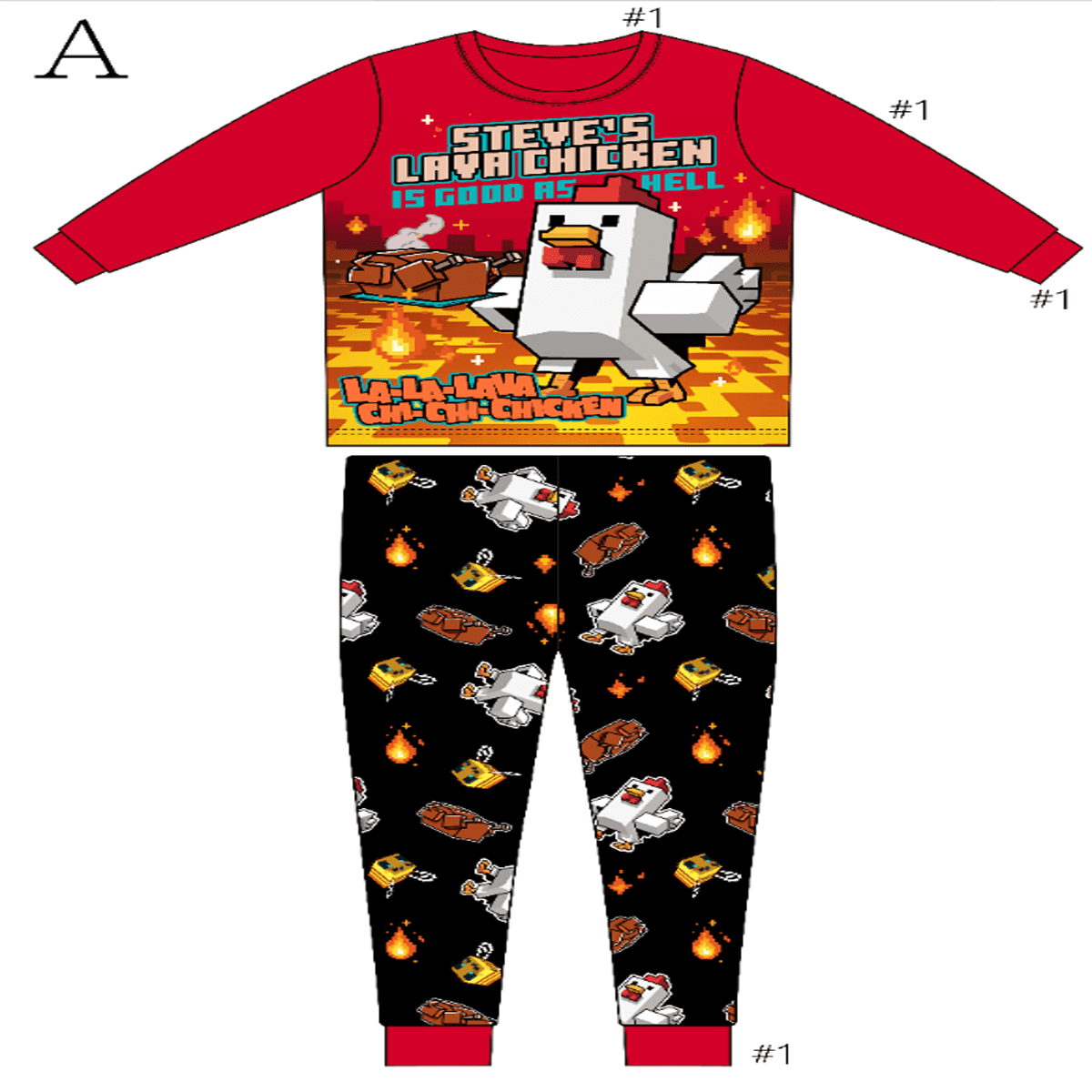 Kids Boys Girls STEVE'S LAVA CHICKENS 2-Piece Game Anime Cartoon ...