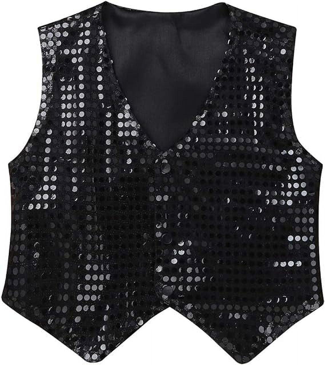 Kids Boys Girls Sequined Dance Hip Hop Performance Party Costume Vests ...