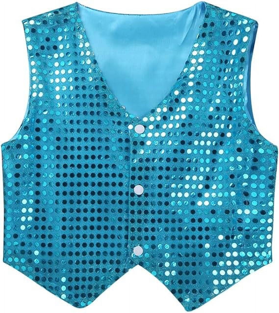 Kids Boys Girls Sequined Dance Hip Hop Performance Party Costume Vests ...