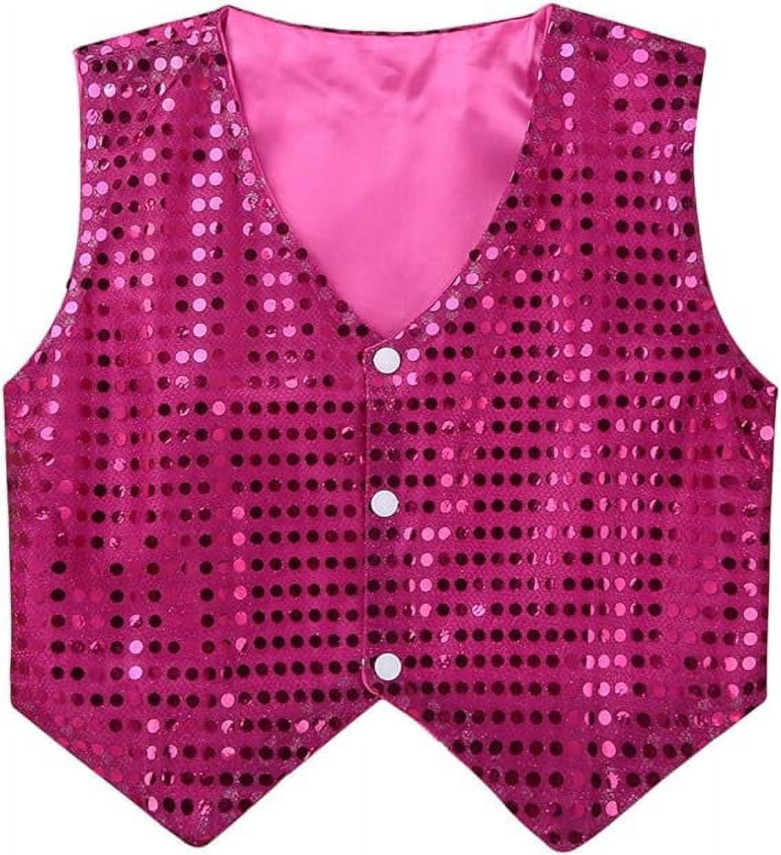 Kids Boys Girls Sequined Dance Hip Hop Performance Party Costume Vests ...