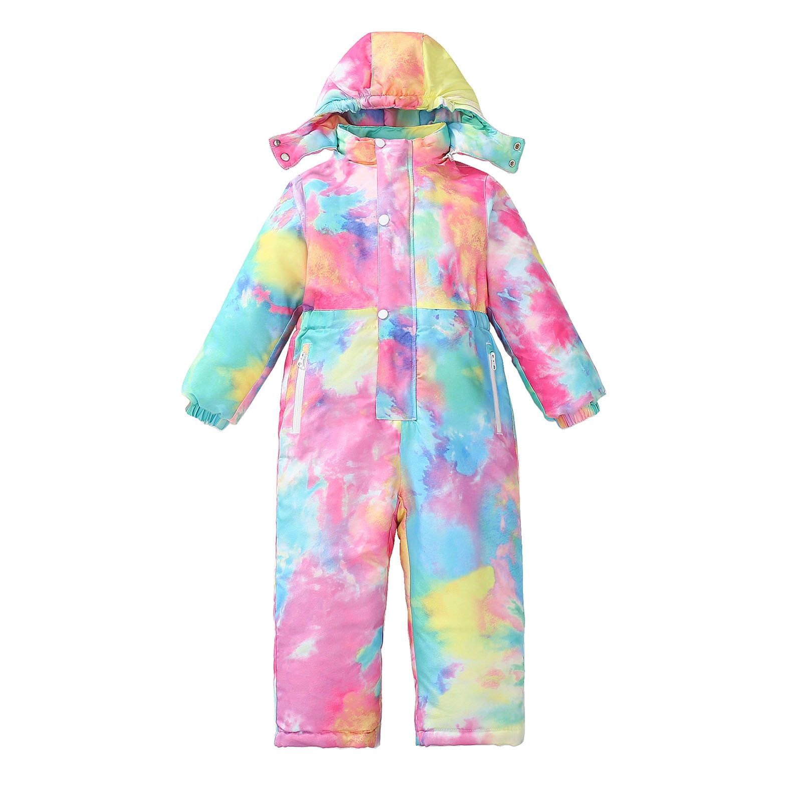 Kids Boys Girls Snowsuit Jacket, Winter Hooded Coat Thicken Detachable Windproof Warm Jumpsuit ...