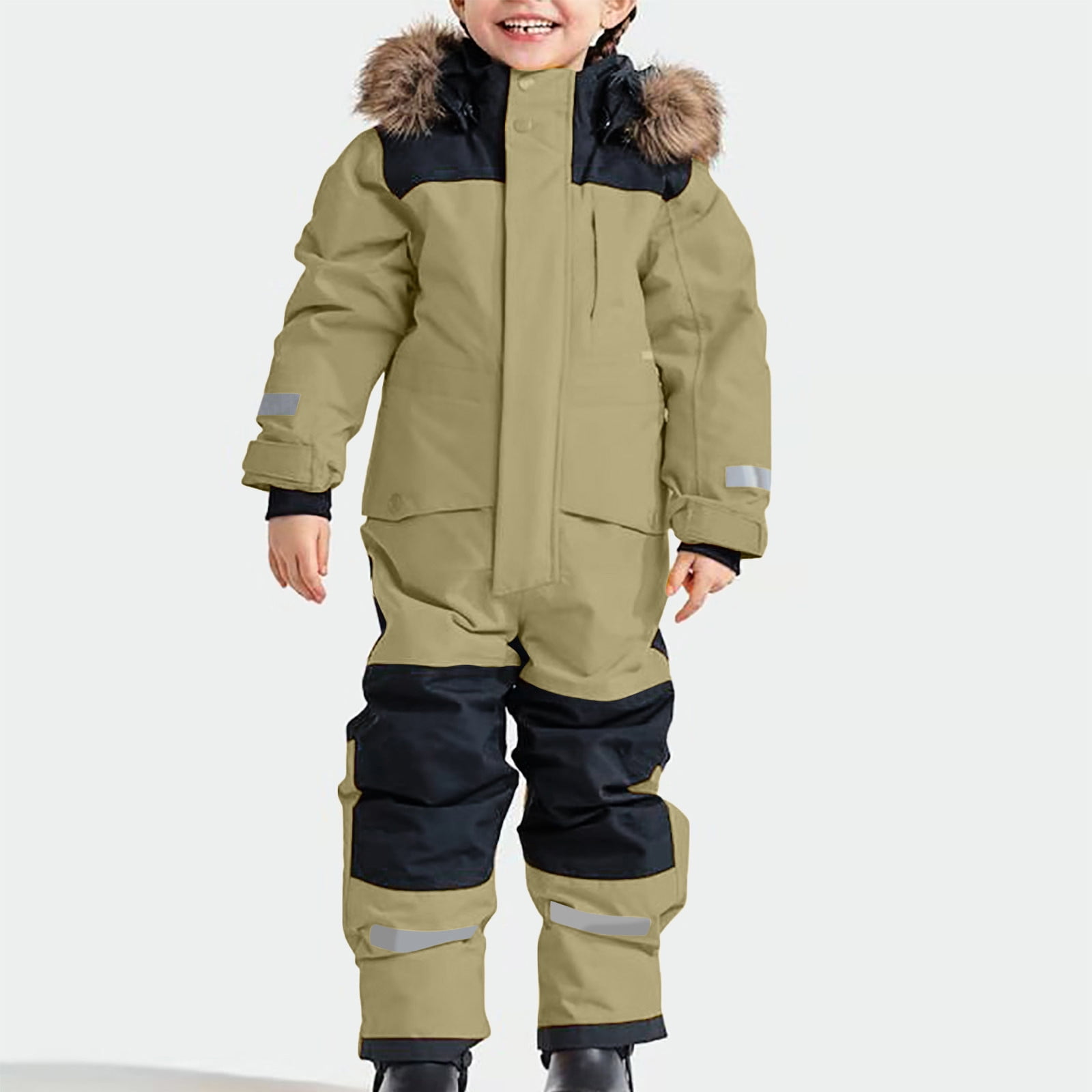 Kids Boys Girls Snowsuits Size 10/12 Hooded Outdoor Windproof Overalls ...