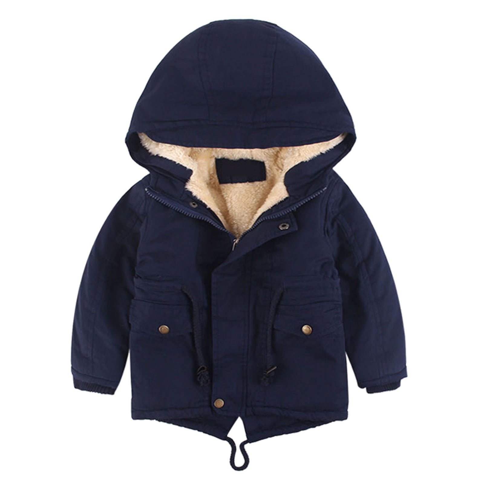 Kids Boys Girls Winter Thicken Coat Solid Hooded Jacket Toddler Windproof Thick Warm Outwear ...