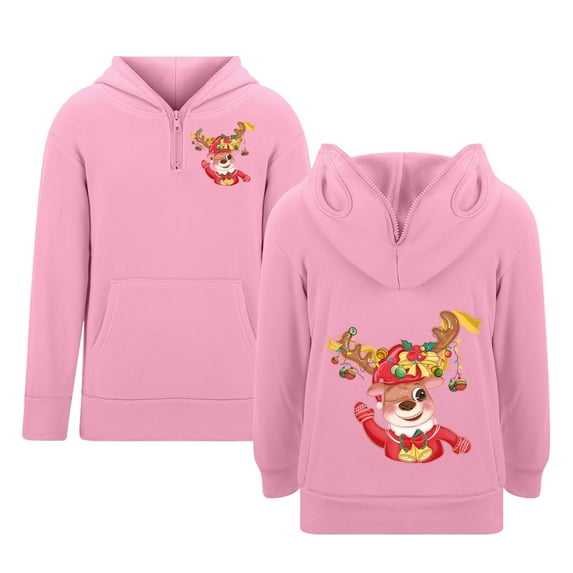 Kids Boys Printed Hooded Pullover Sweatshirt – Zipper Eyelet Design ...