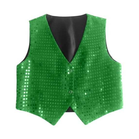 Kids Boys Sequin Vest Shiny Dance Vest Sleeveless Green Vest Hip Hop ...