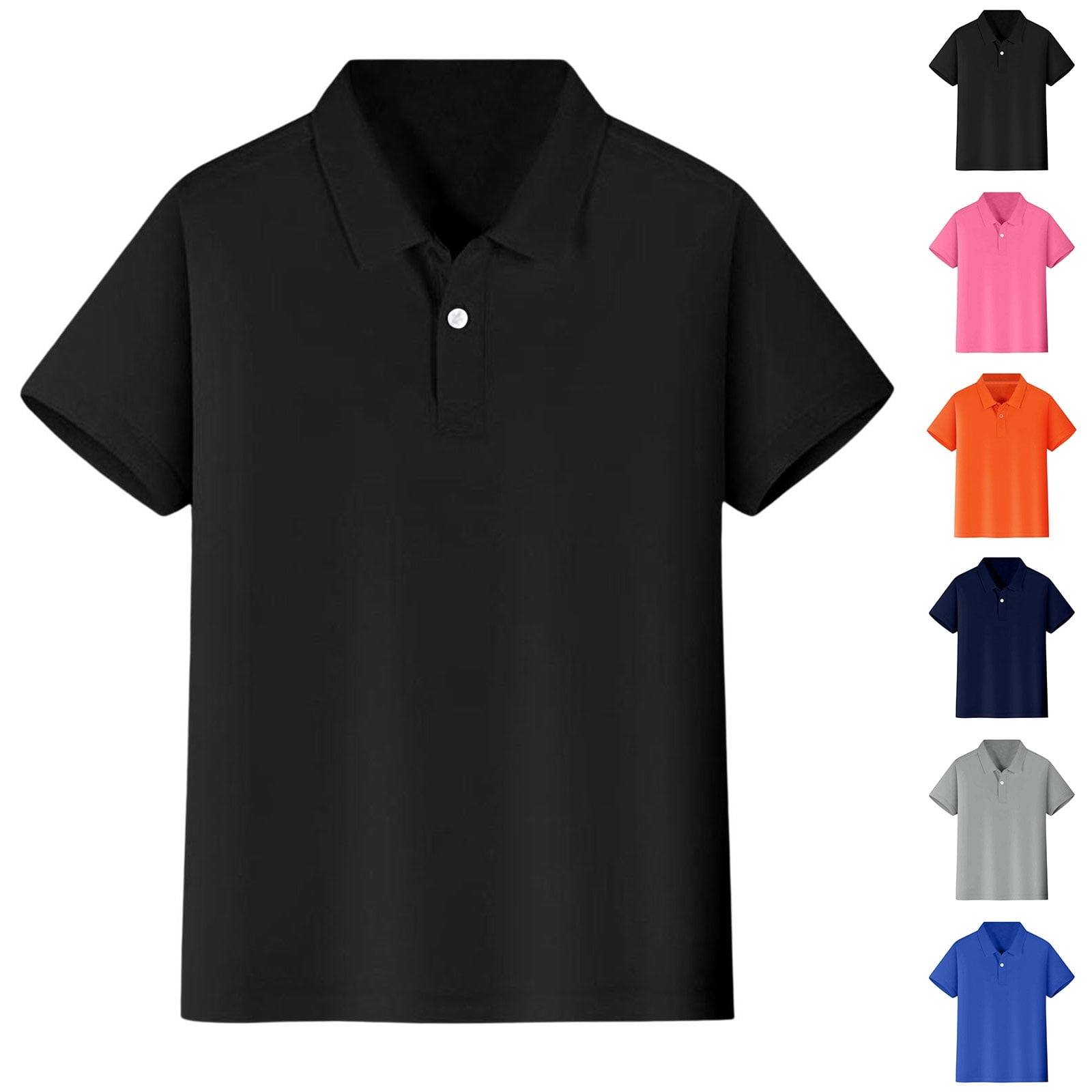 Kids Boys Short Sleeve Polo Shirts Button Closure Comfortable Uniform ...