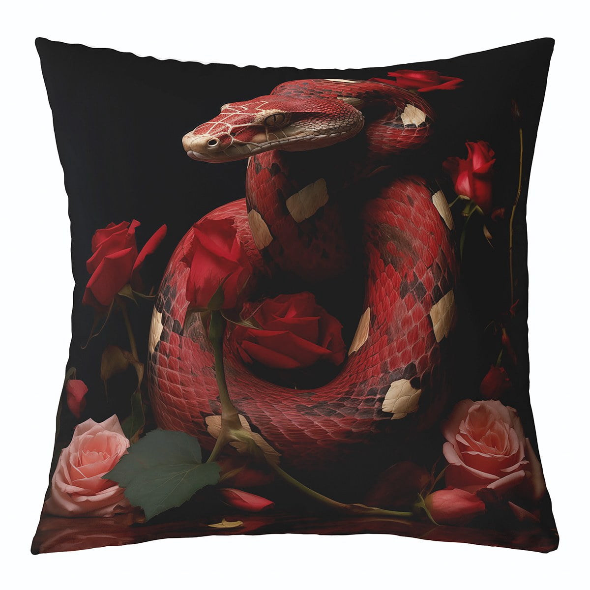 Snake 20x20 Inch Cushion Cover Red Snake Pillow Cover For Adult Teens ...