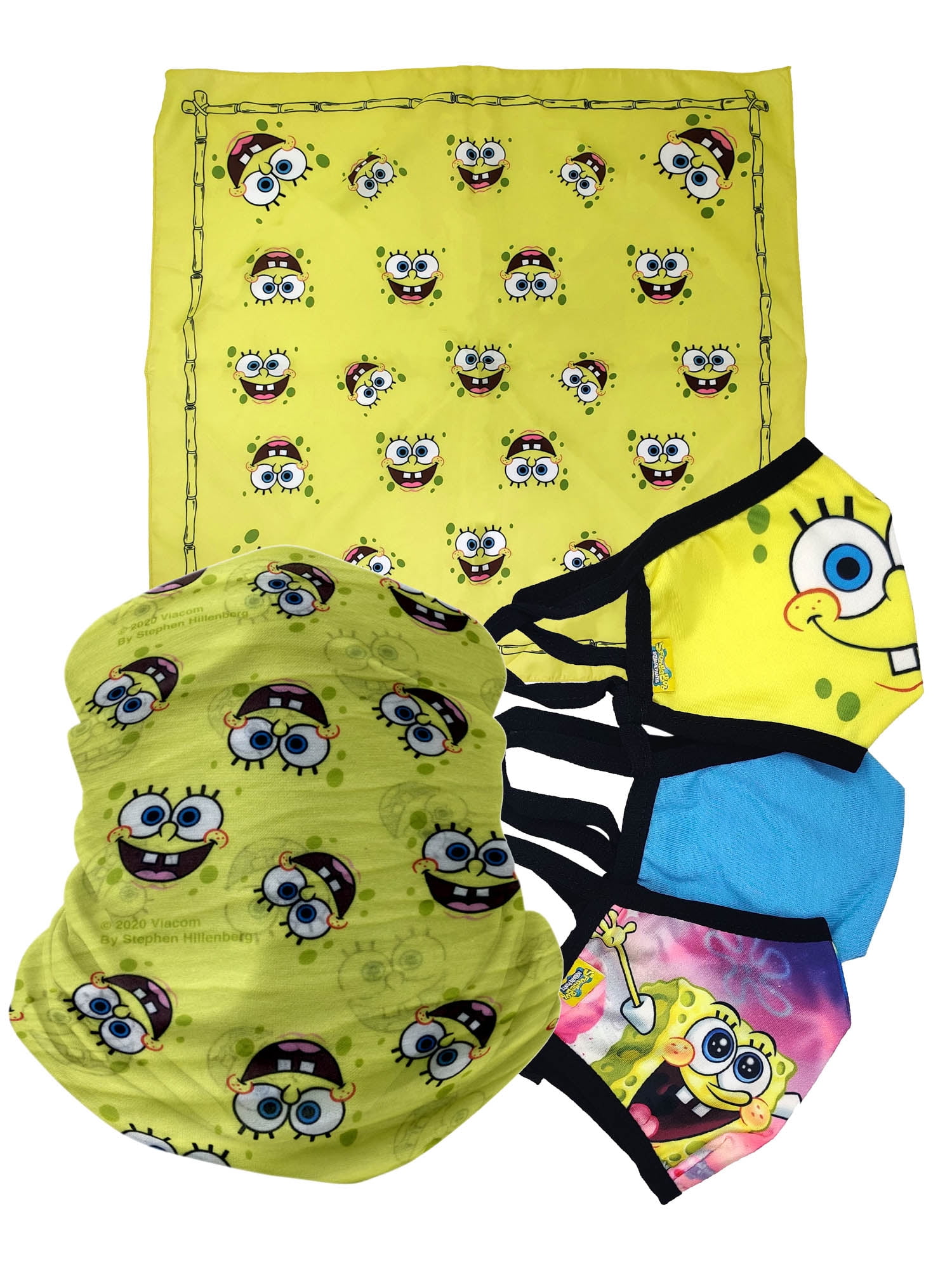 Kids Boys Spongbob Patrick Face Mask Cover & Bandana Krabby Patties 5 ...