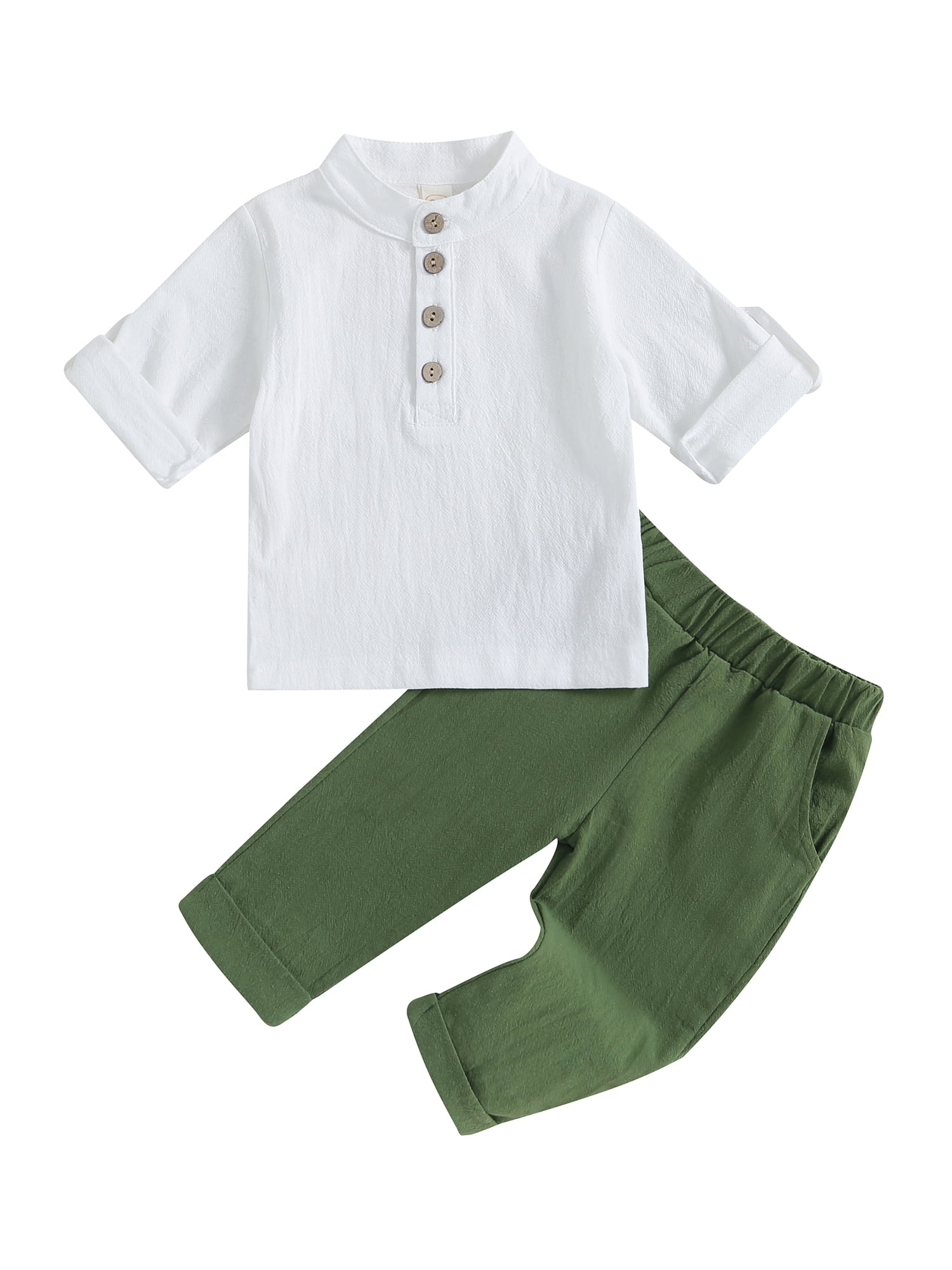 Kids Boys Summer Outfits Solid Color Buttons Short Sleeve Shirts and ...