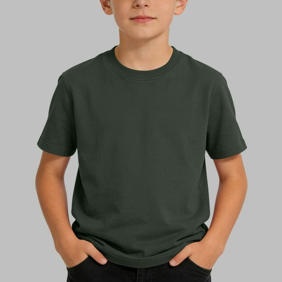 Kids Boys T-Shirt Short Sleeve Cotton Crew Neck Solid Color Shirt for ...