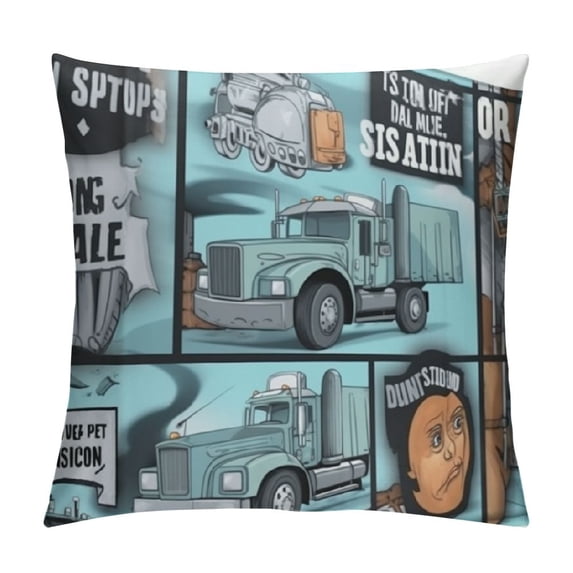 Kids Boys Trucks Throw Pillow Covers Construction Vehicle Cushion ...