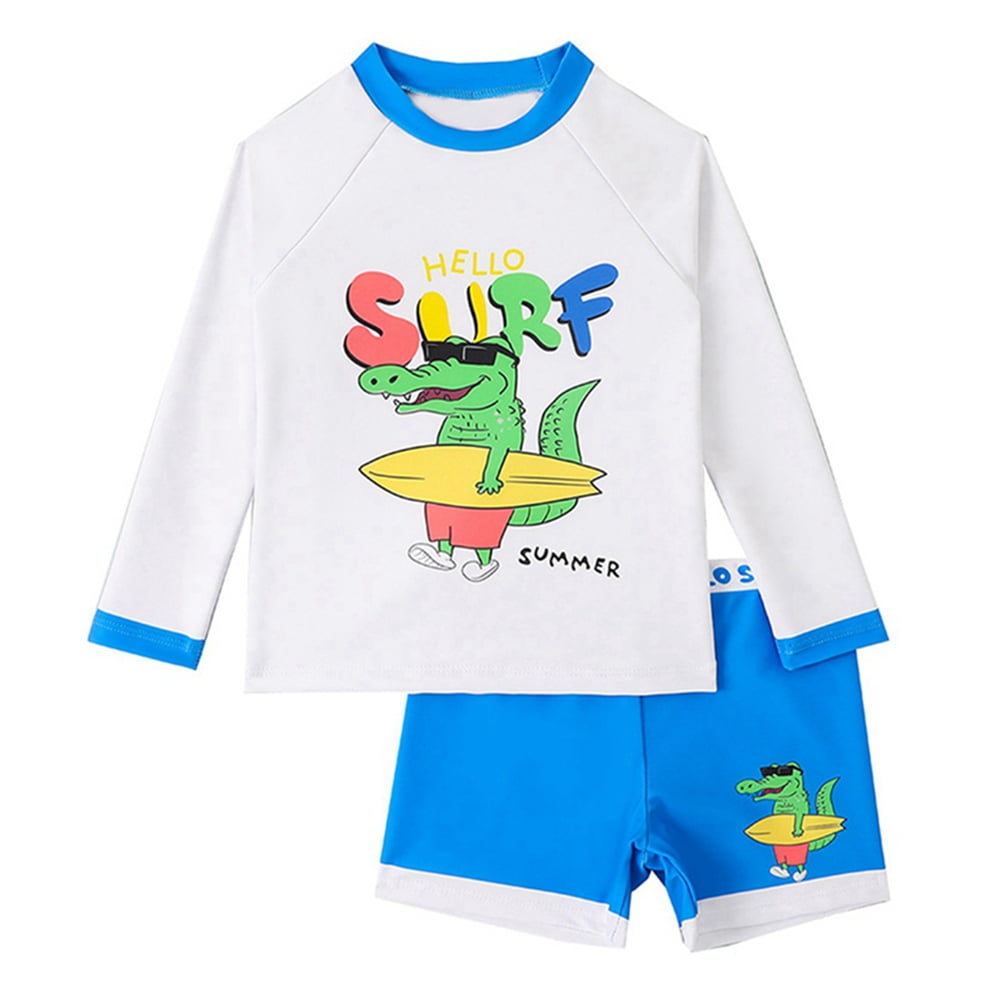 Kids Boys UPF 50+ UV Swimwear Sun Protective Long Sleeve Two Piece ...