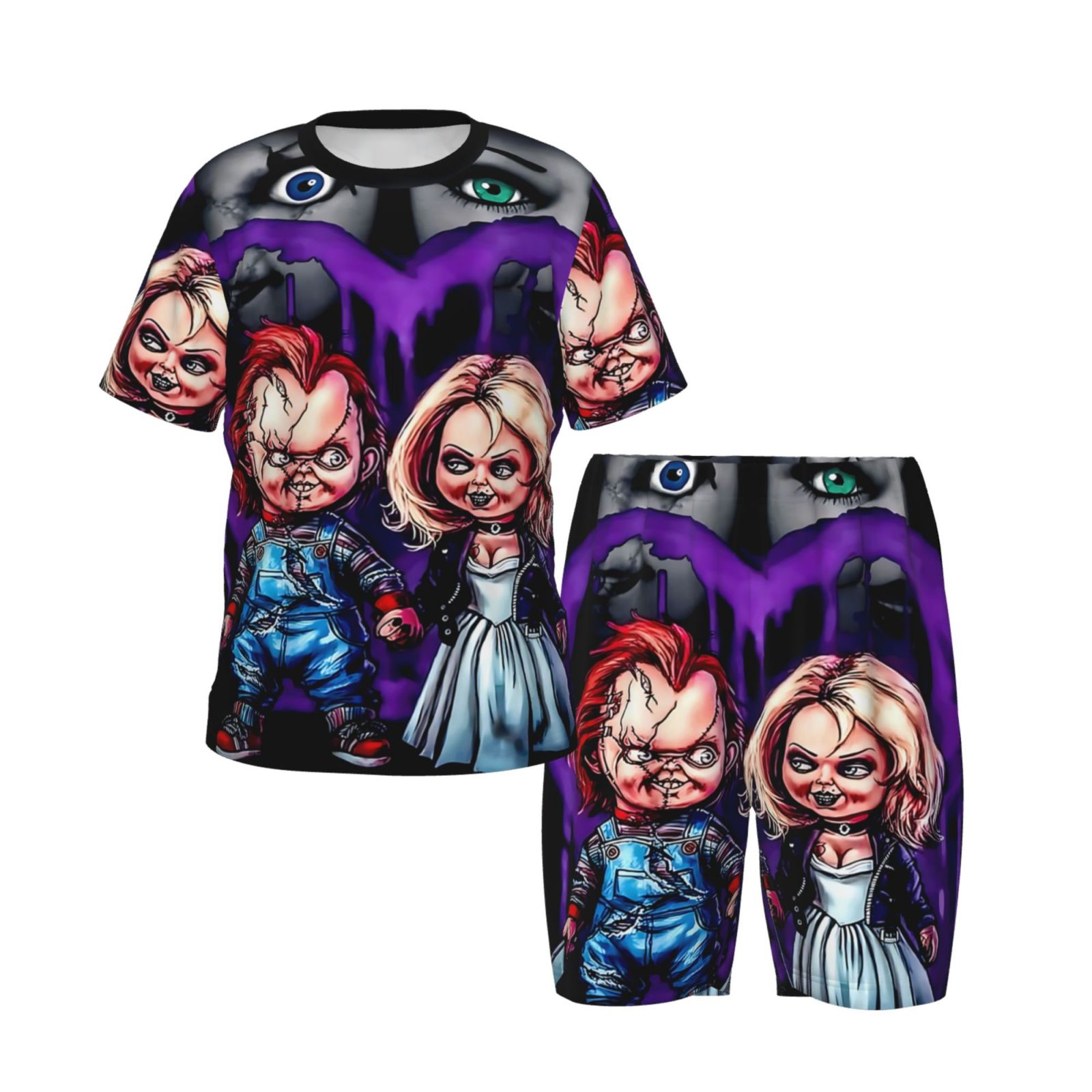 Kids Bride of Chucky And Tiffany Short Sleeve Top And Short Set 2 Piece ...