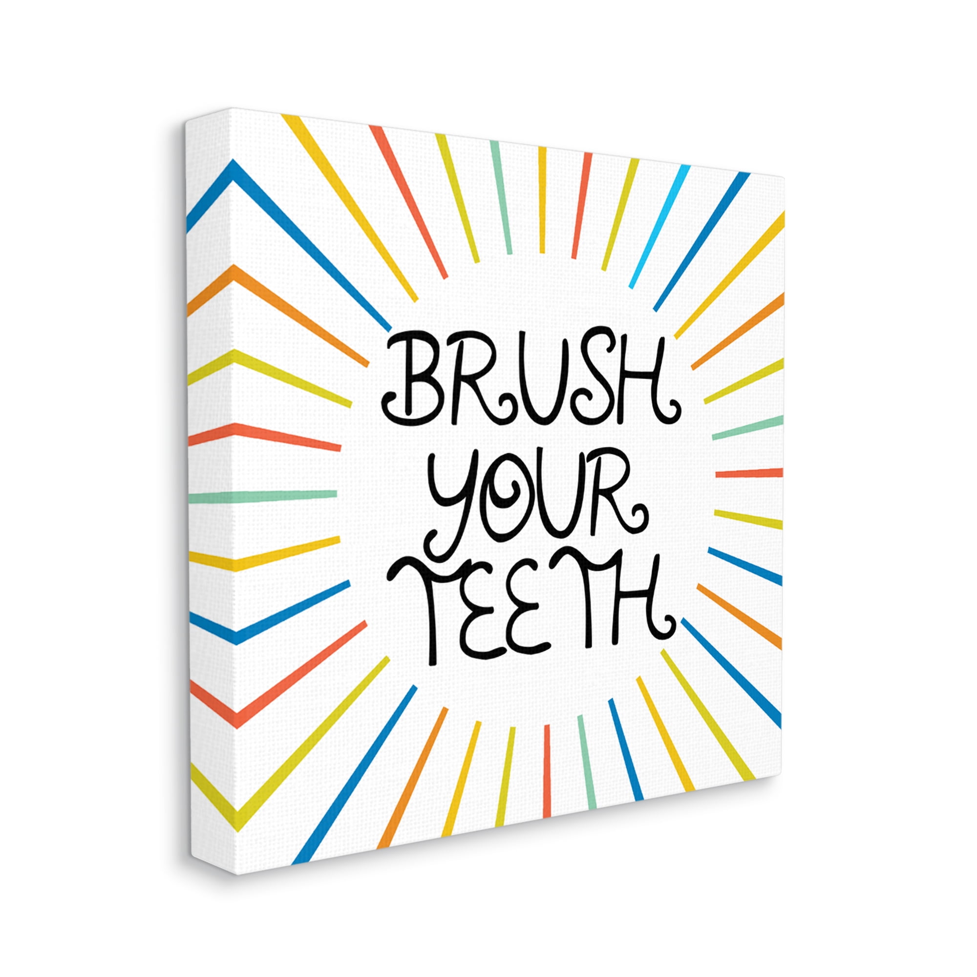 Kids' Brush Your Teeth Bathroom Rules Rainbow Stripes Typography ...