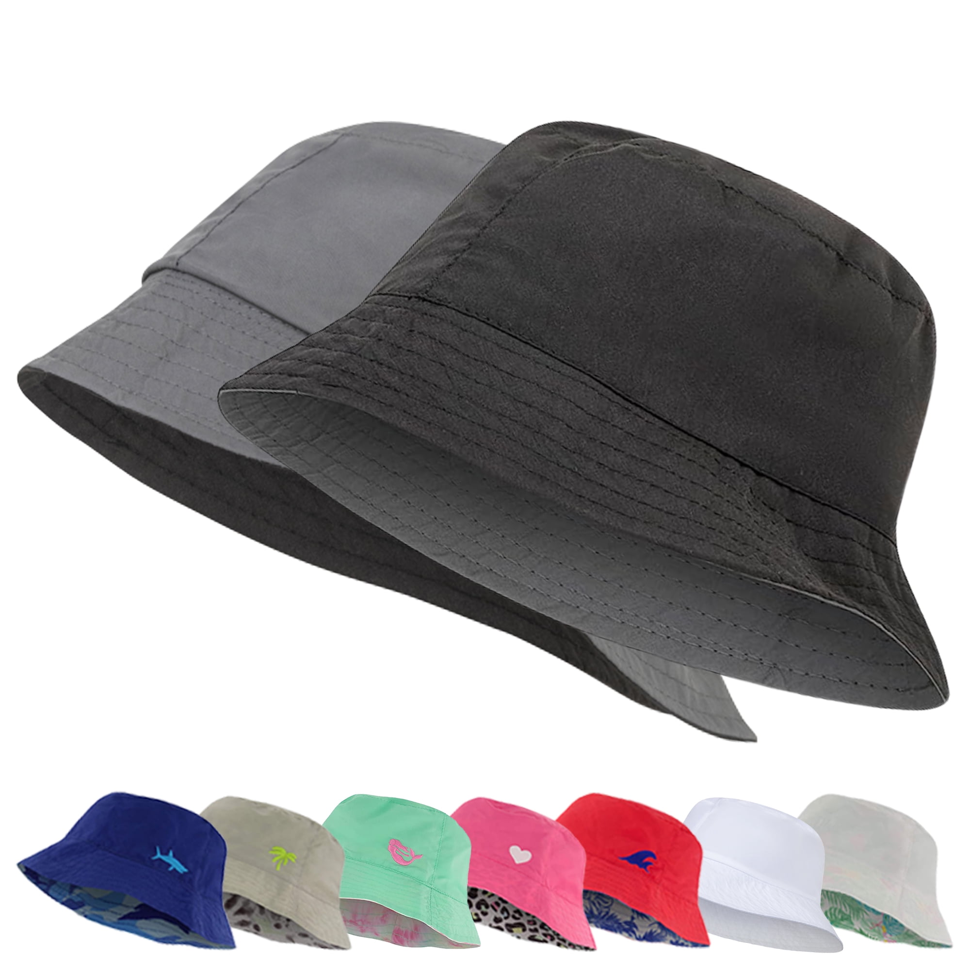 Kids Bucket Hat for Girls, Packable Fun & Cool Reversible Beach Sun ...