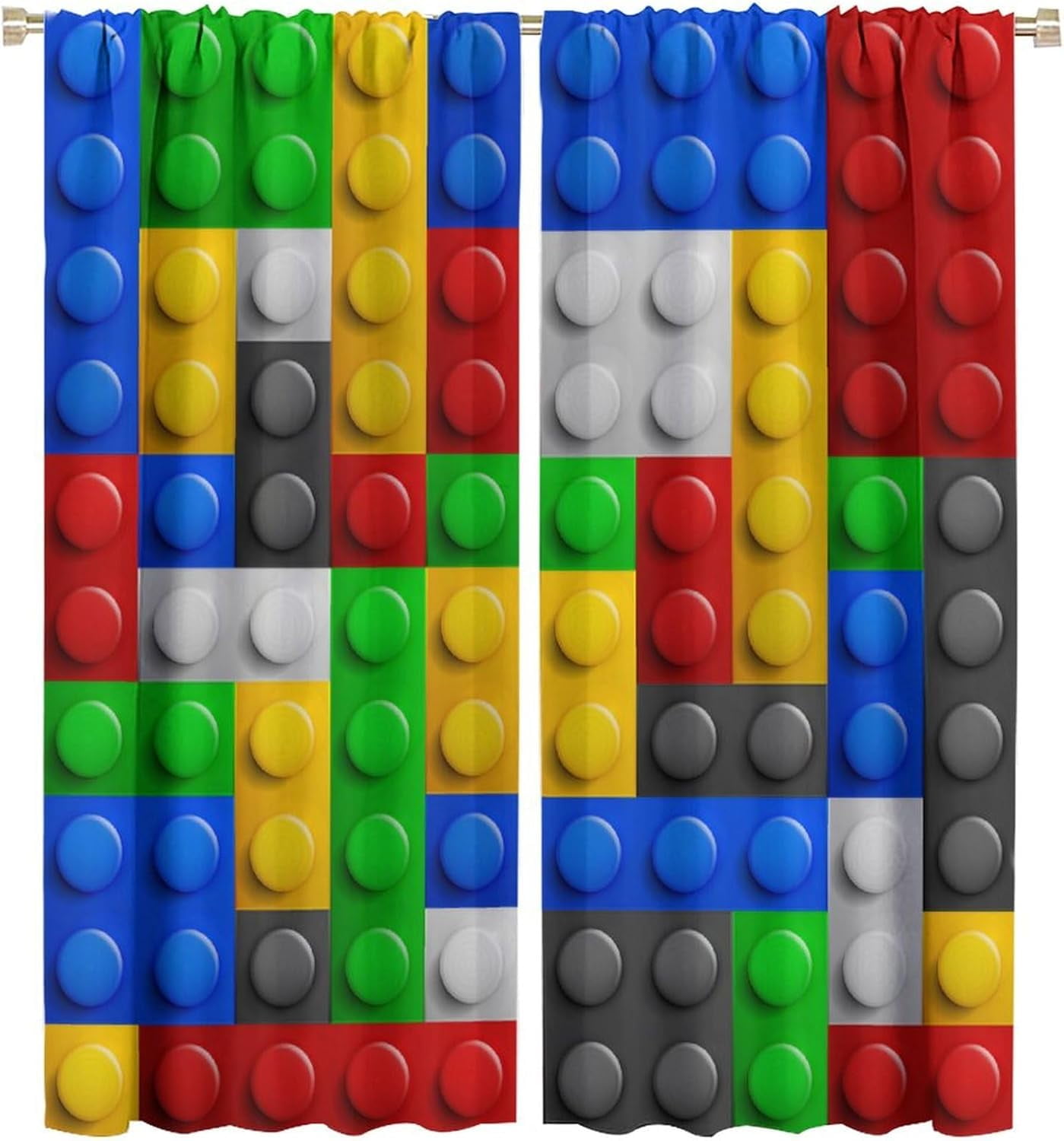 Kids Building Blocks Toy Curtains, Color Constructor Blocks Window ...