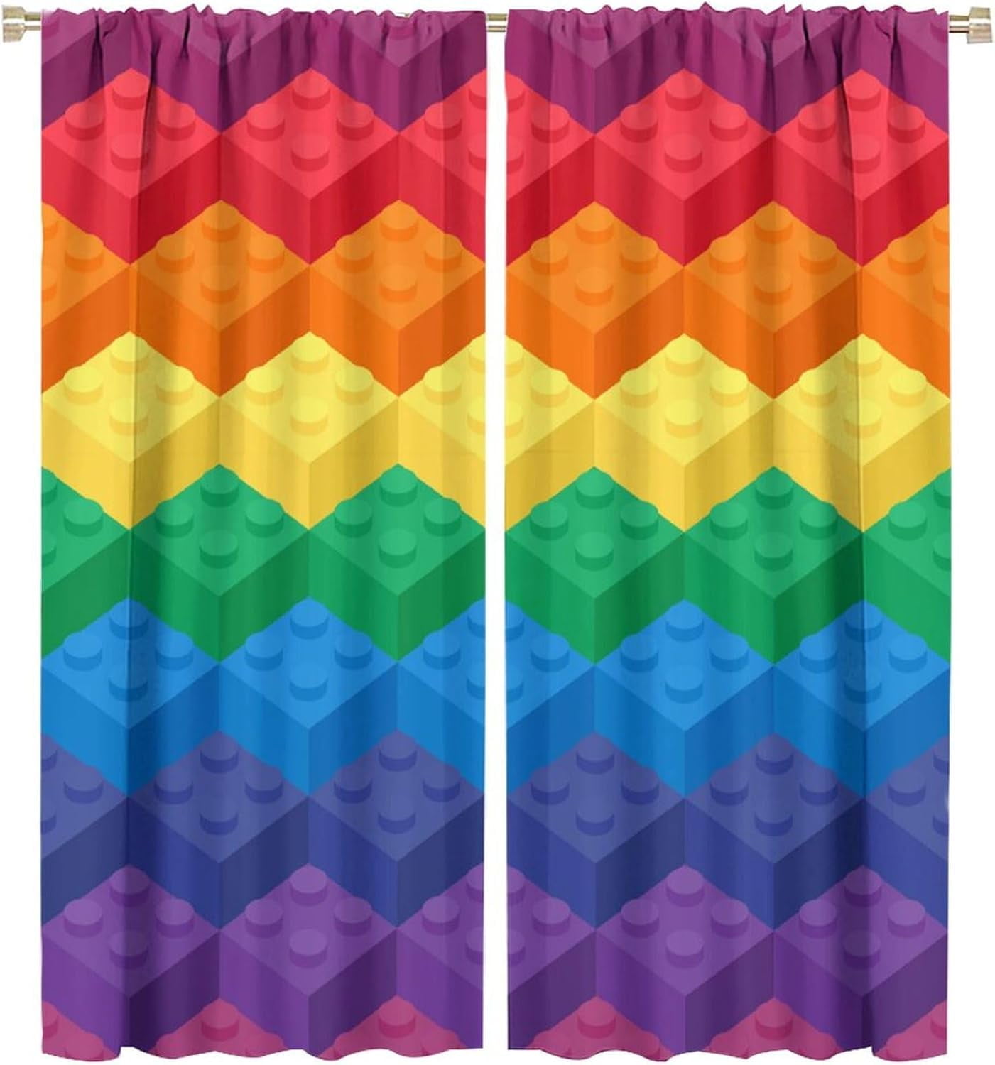 Kids Building Blocks Toy Curtains, Color Constructor Geometric Blocks ...