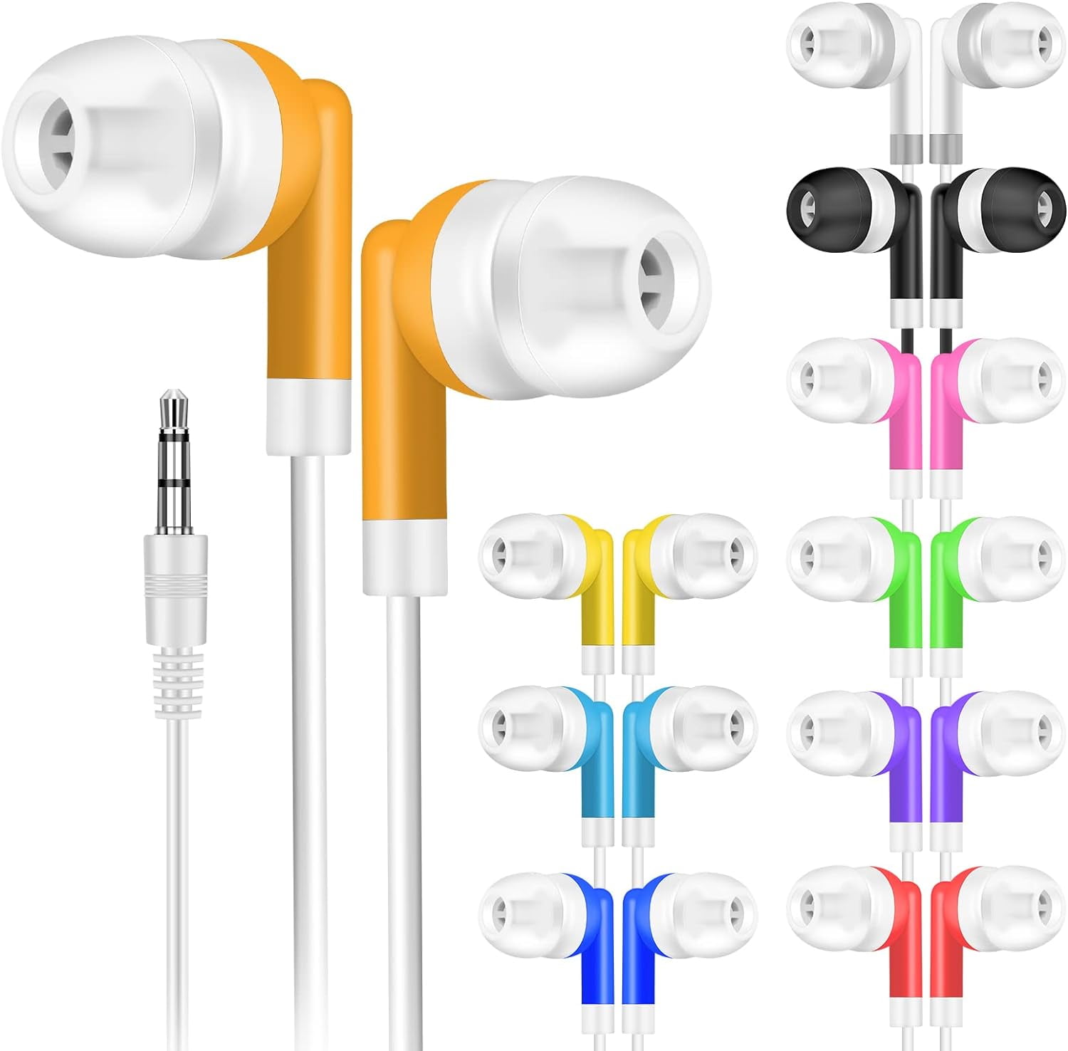 Kids Bulk Earbuds 50 Pack Wholesale Earbuds Headphones Bulk Perfect for ...