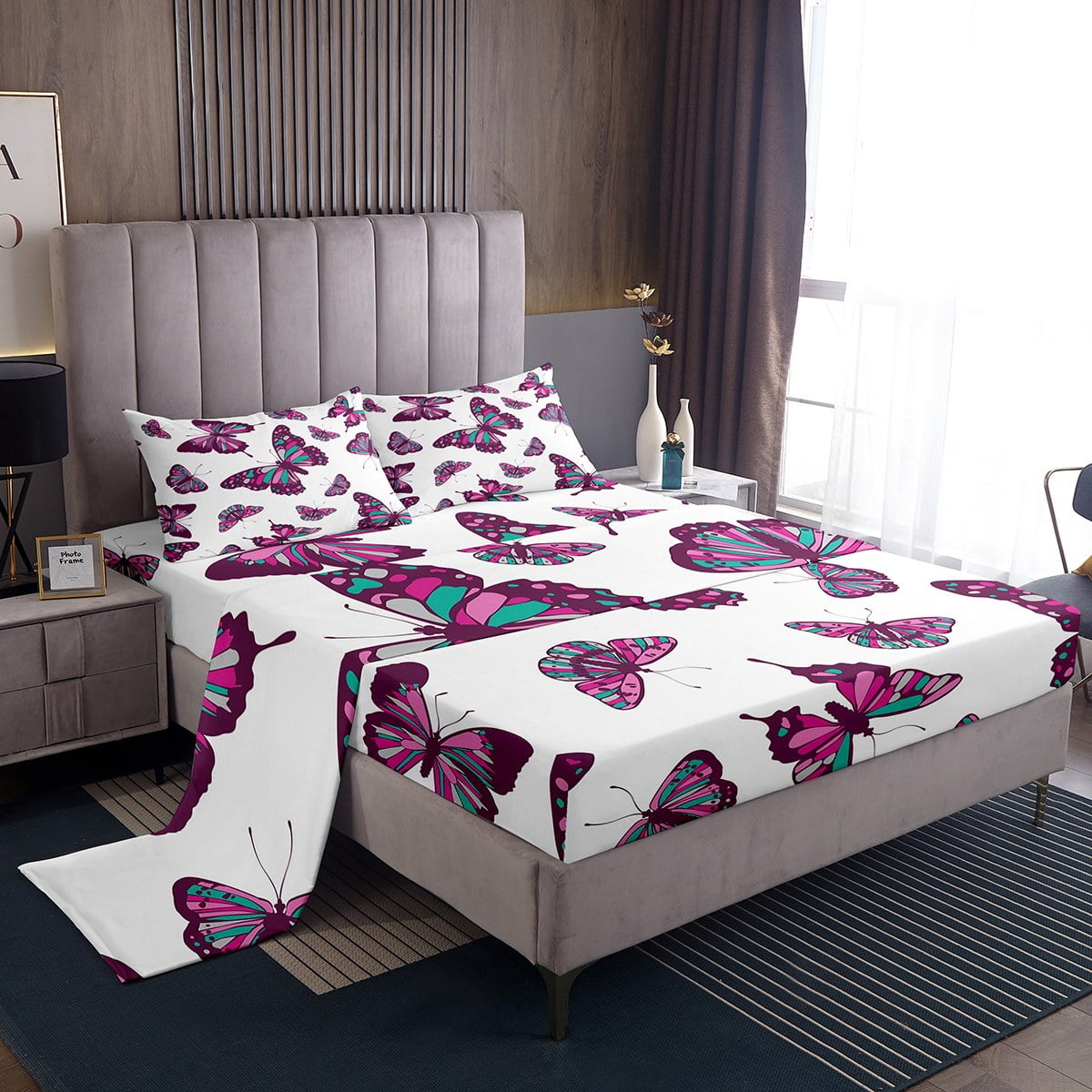 Butterfly Bed Sheets Set Colorful Butterfly Sheets Youth Watercolor ...