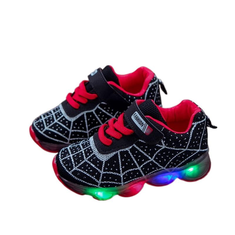 Kids Caca casual cool spider net woven shoes with LED light, sizes 5m ...