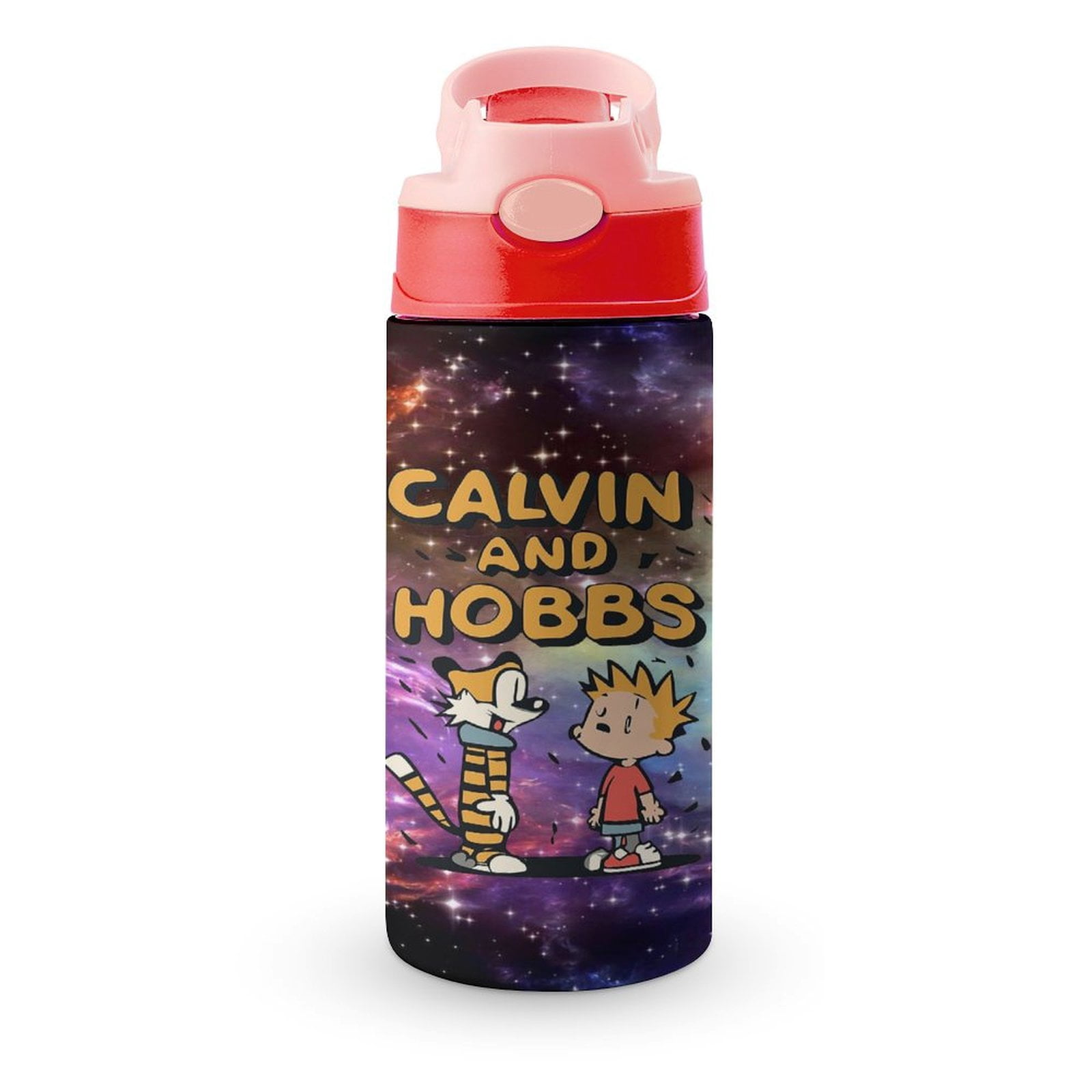 Kids Calvin And Hobbe Water Bottle with Straw Lid Vacuum Insulated ...