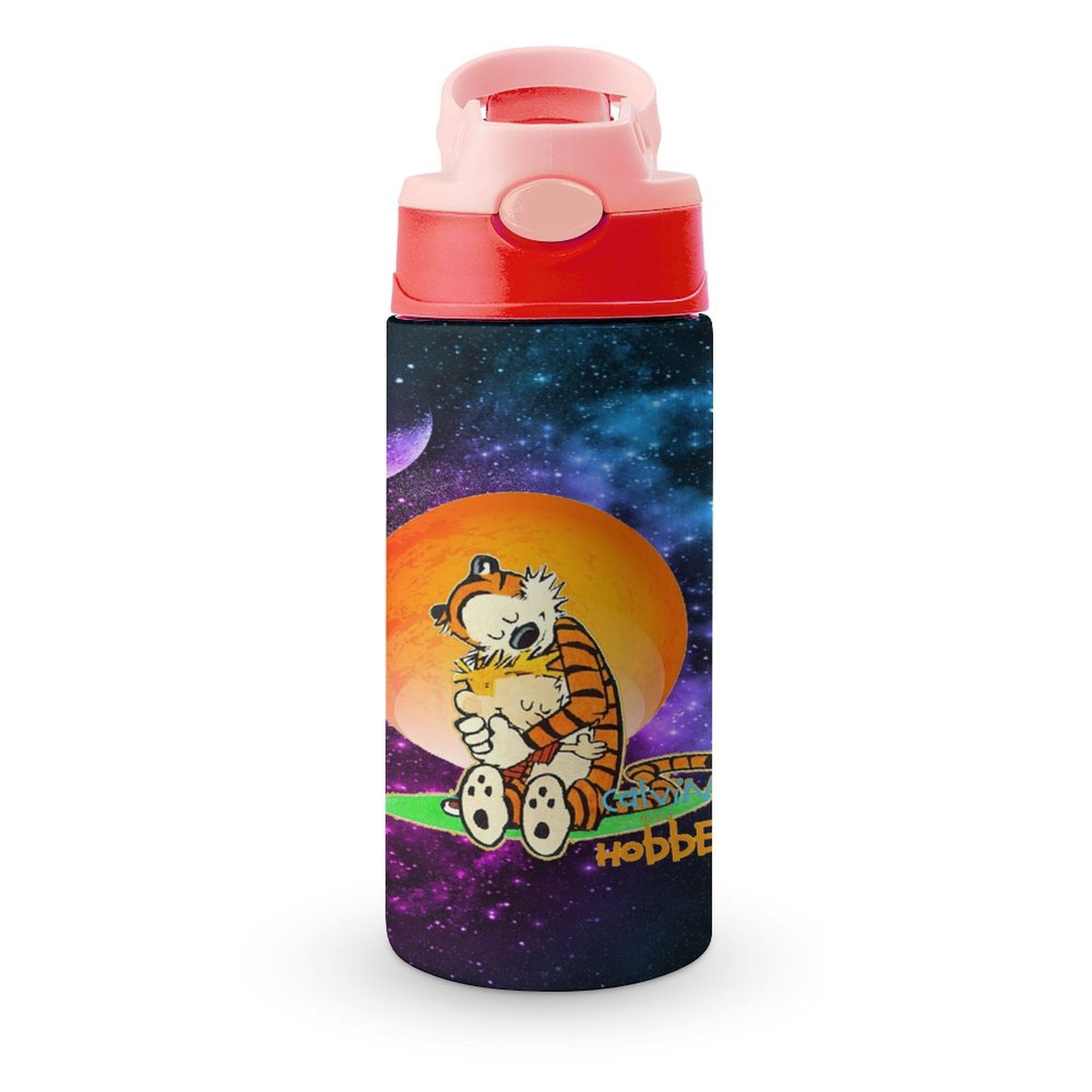 Kids Calvin And Hobbe Water Bottle with Straw Lid Vacuum Insulated ...