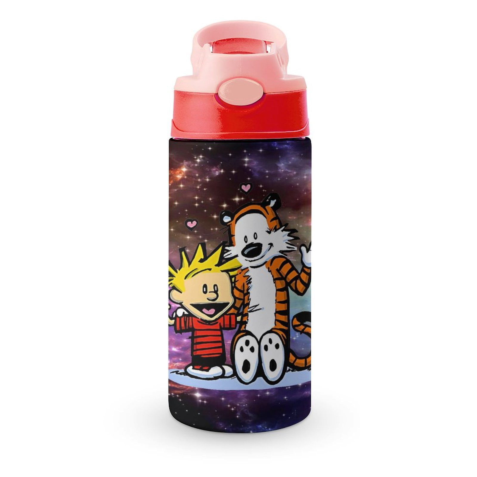 Kids Calvin And Hobbe Water Bottle with Straw Lid Vacuum Insulated ...