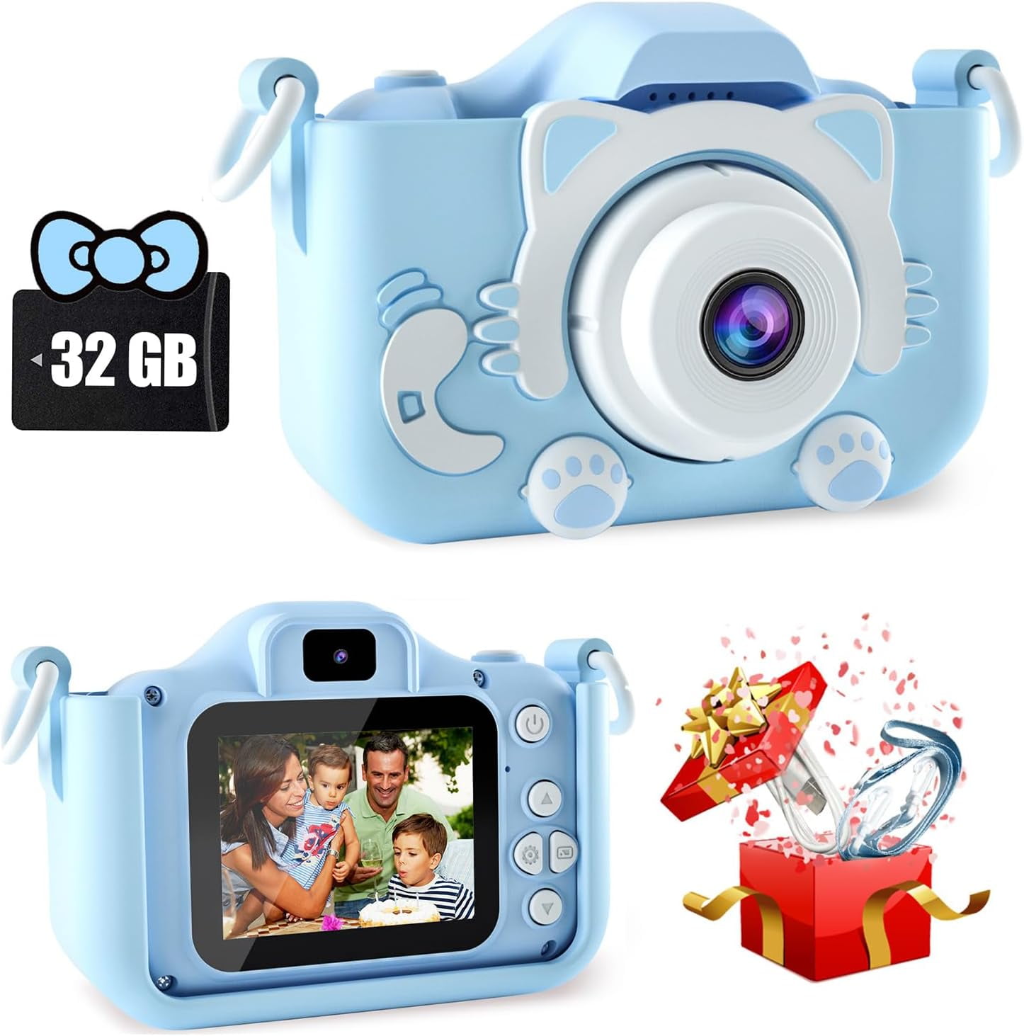Kids Camera 1080P Hd Digital Video Cameras With 32Gb Sd Card Mini ...