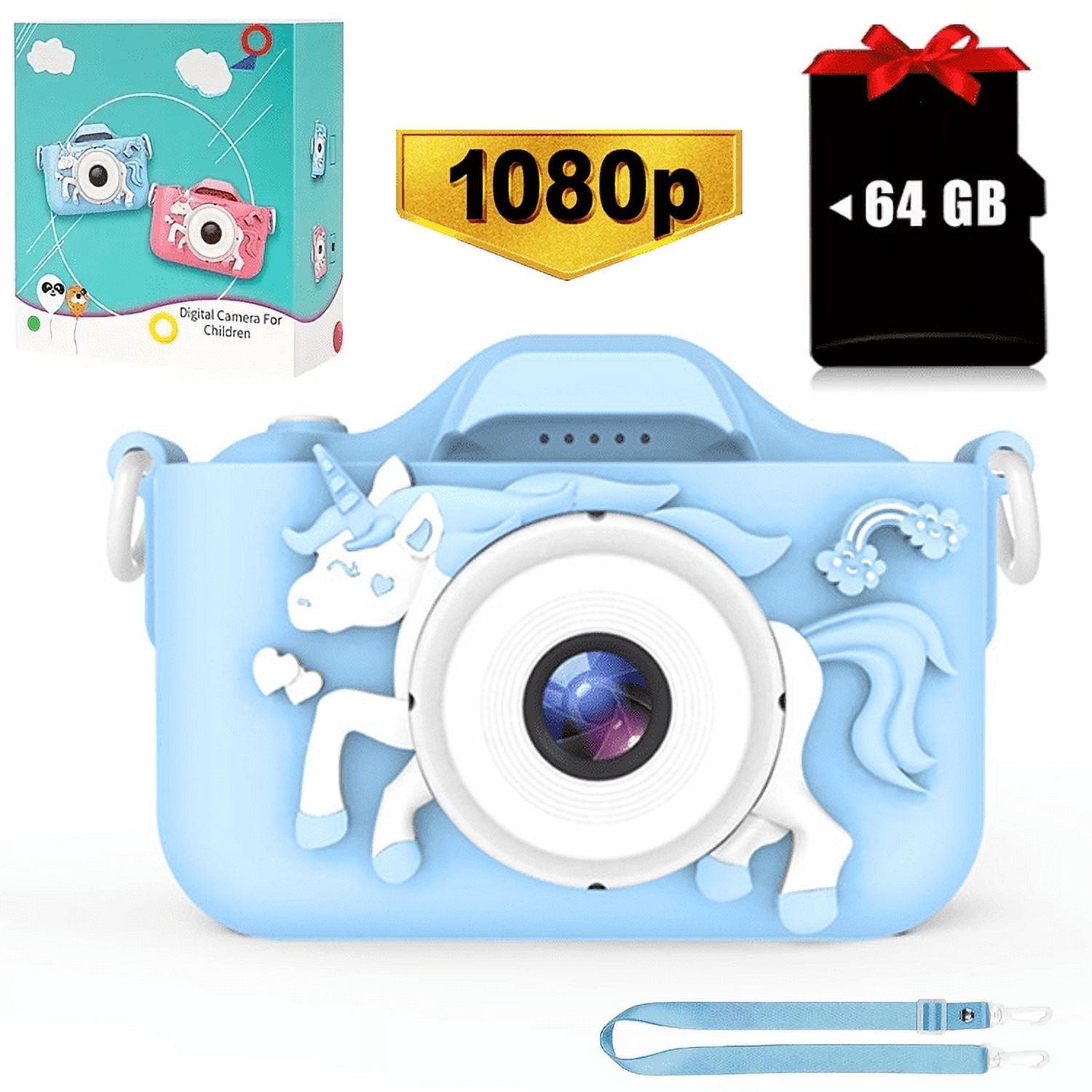 Kids Camera Gift Set with 64GB SD Card | 1080P HD Selfie Camera for ...