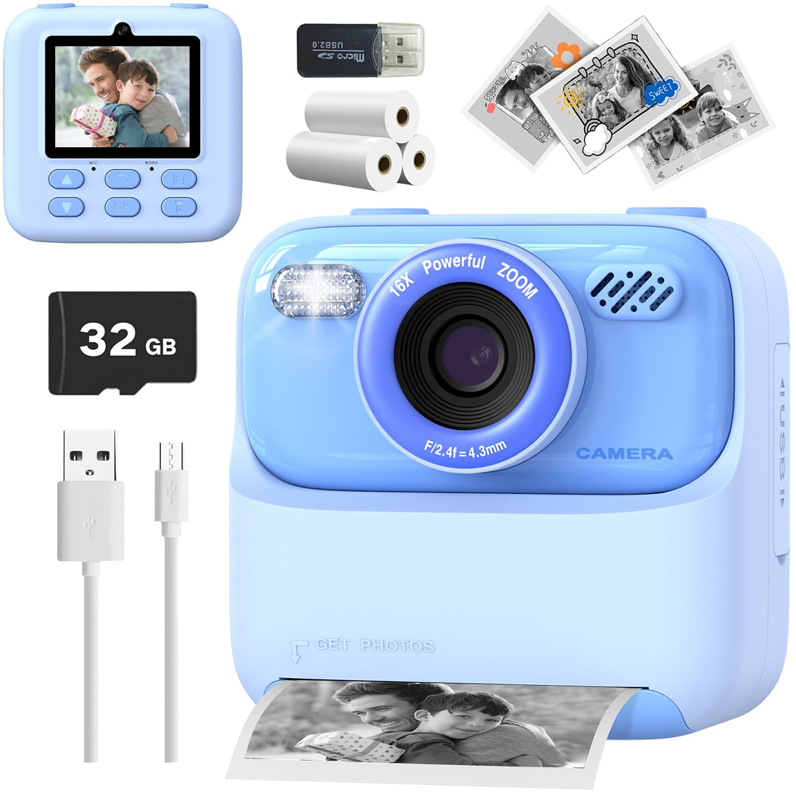 Kids Camera Instant Print,1080P Kids Instant Cameras That Print Photos ...