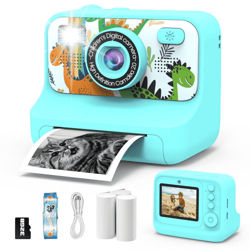 Kids Camera Instant Print for Boys, Dual Camera with Print Paper & 32G ...