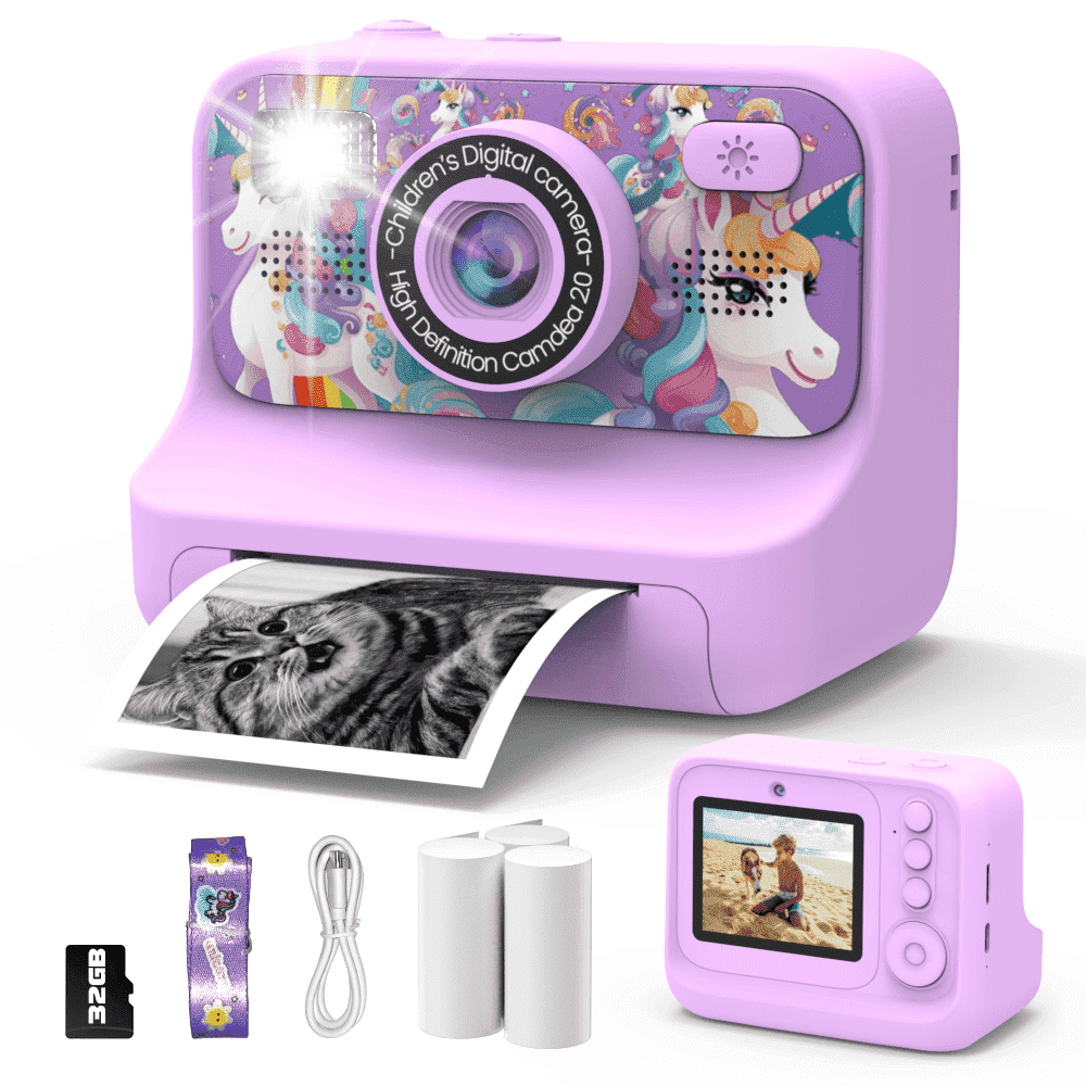 Kids Camera Instant Print for Girls, Dual Camera with Print Paper 32G ...