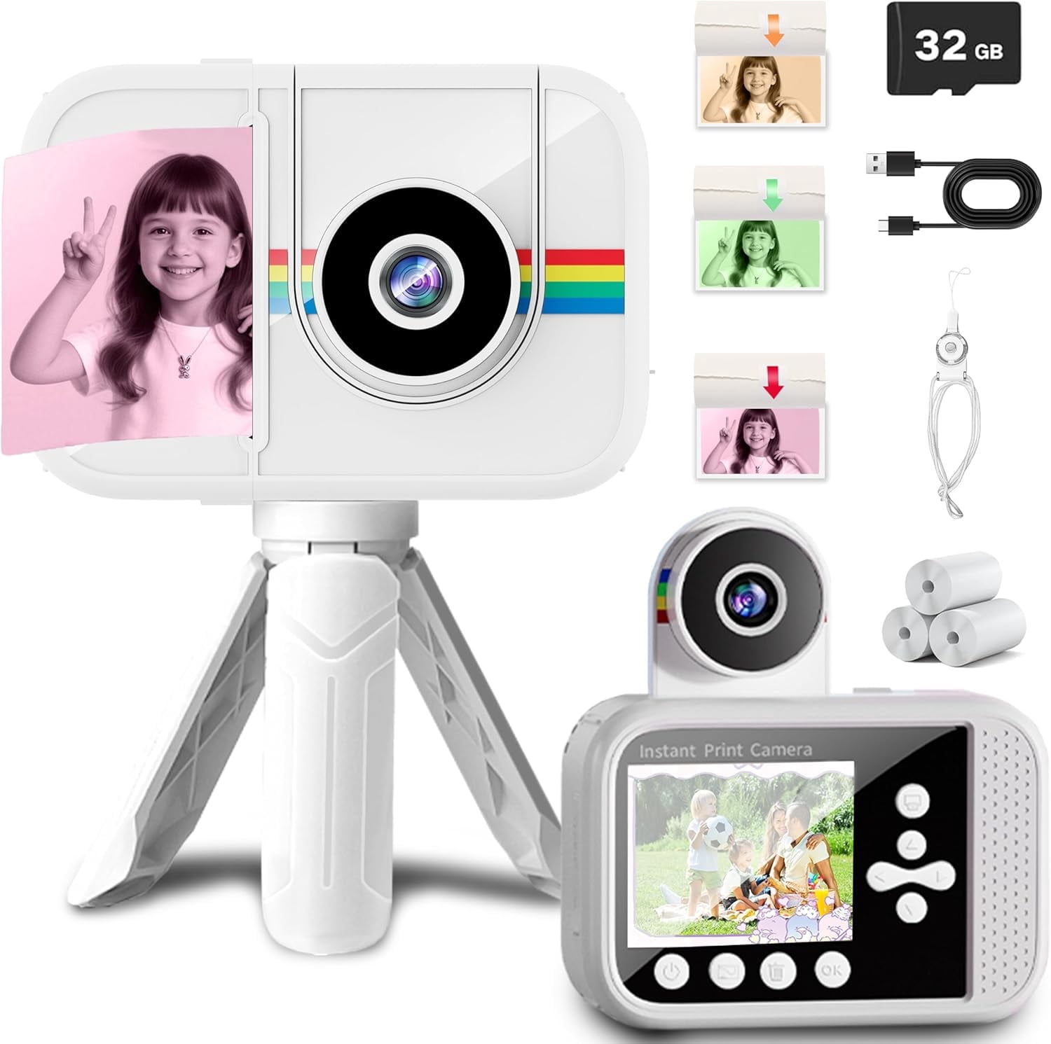 Kids Camera Instant Print,Kids Digital Camera with 3 Color Print Paper ...