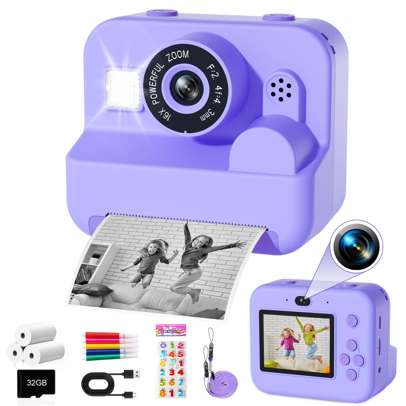 Kids Camera Instant Print - Instant Print Camera for Kids, Inkless ...