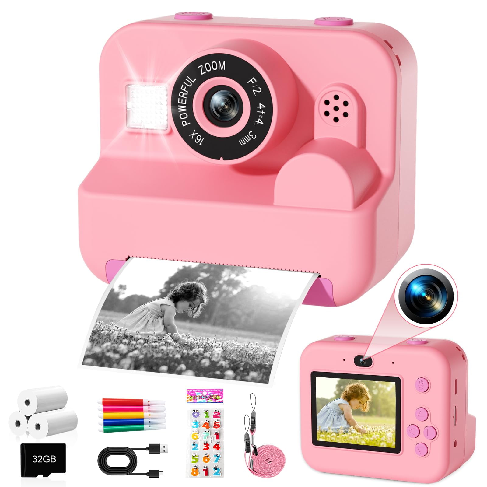 Kids Camera Instant Print - Instant Print Camera for Kids, Inkless ...