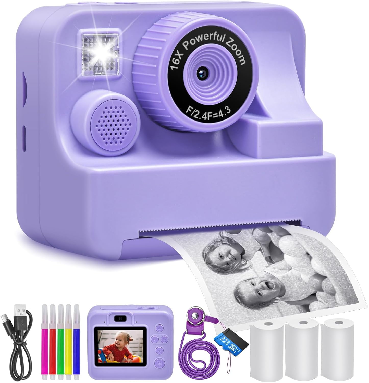 Kids Camera Instant Print Portable Dual Camera Photo 1080P HD Video ...