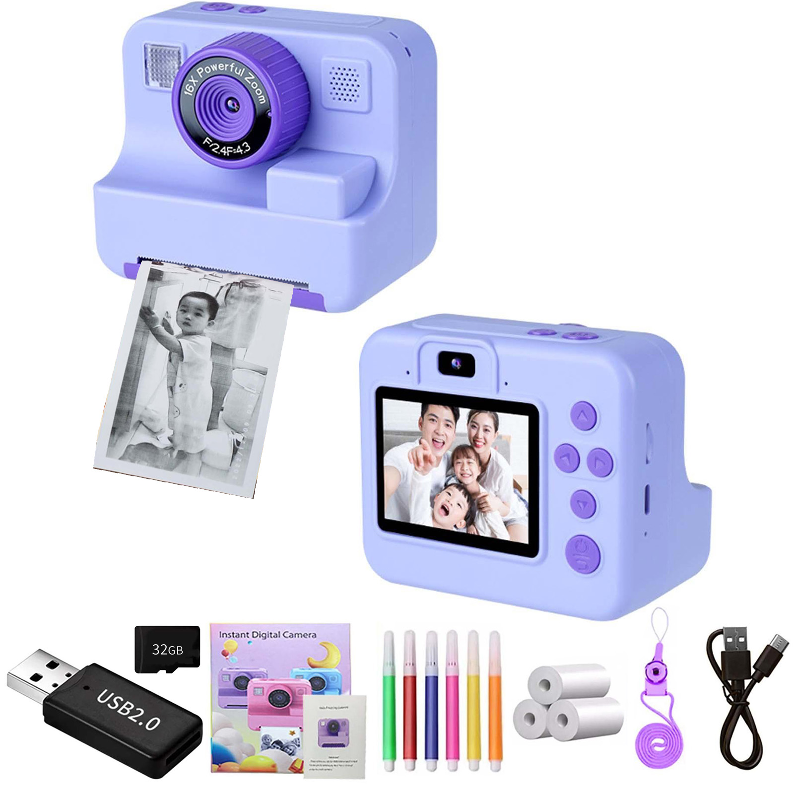 Kids Camera,Kids Camera Instant Print,Instant Print Camera,Toy Camera ...