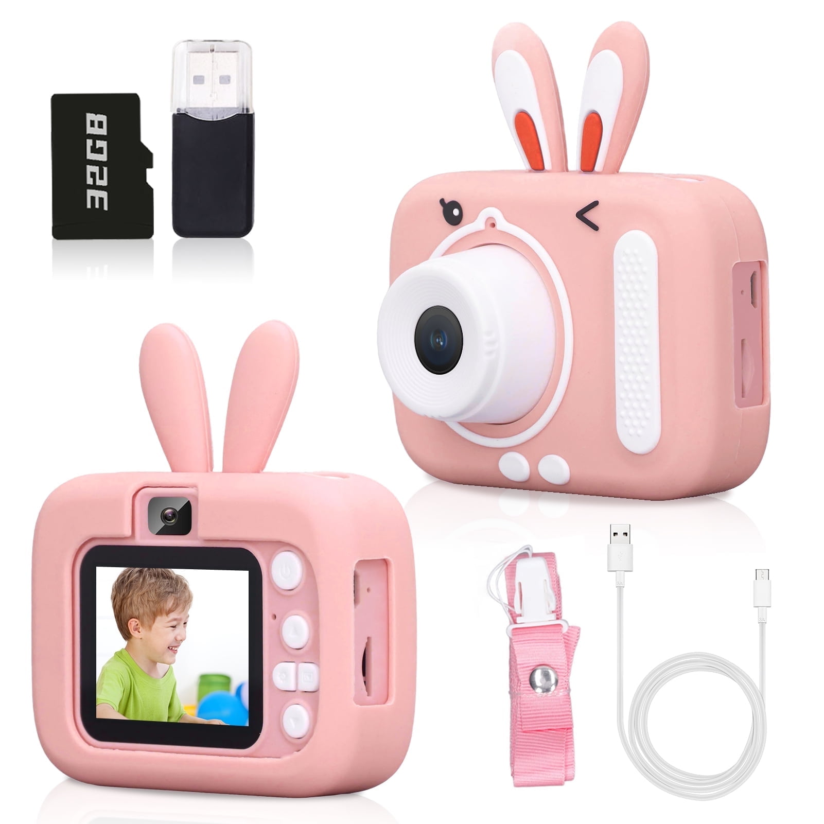 Mini Camera, Toy Camera with 1080P HD Screen, 32GB SD Card, Silicone ...
