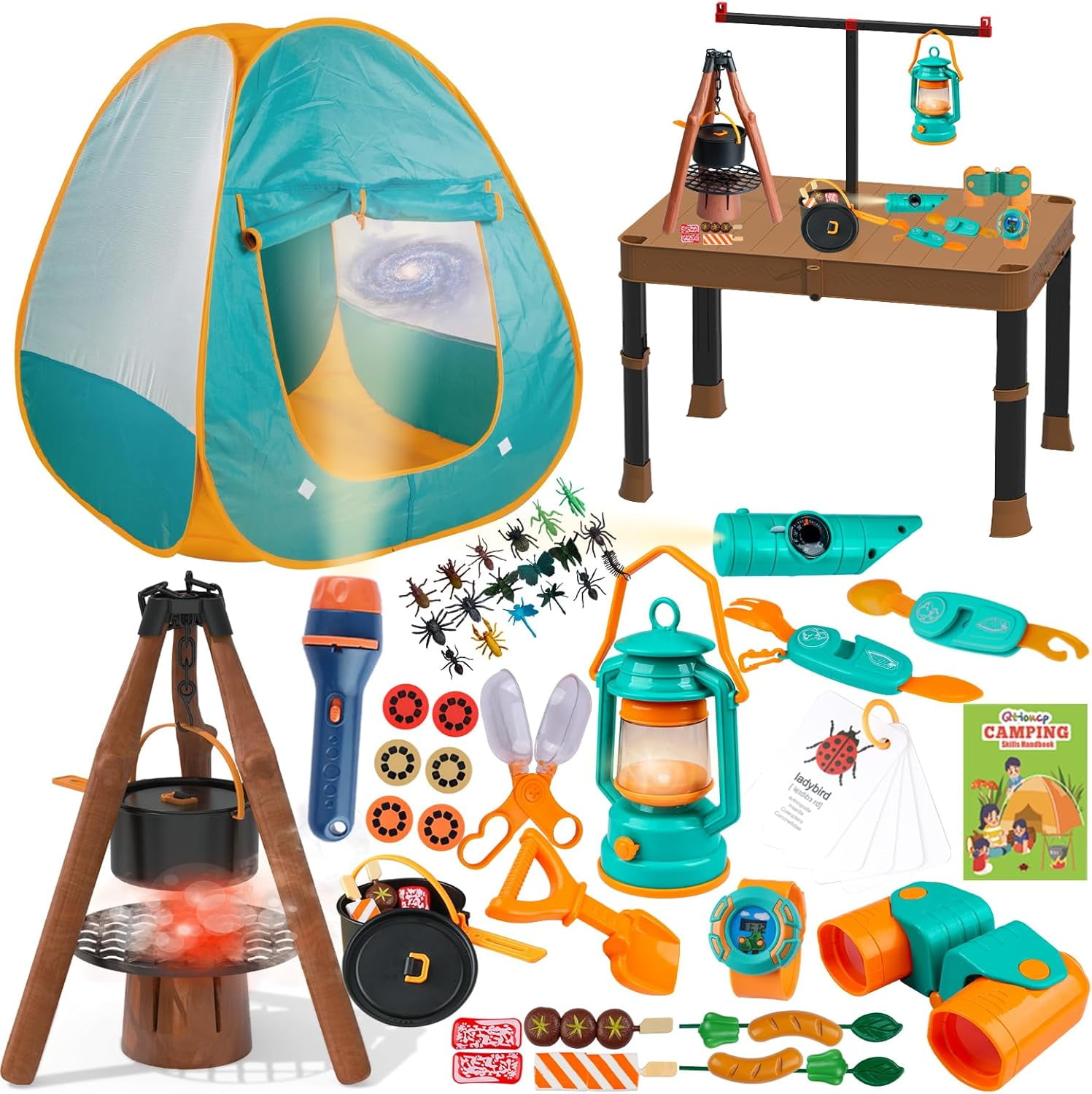 Kids Camping Set 50pcs with Folding Storage Table/Tent & Children’s ...