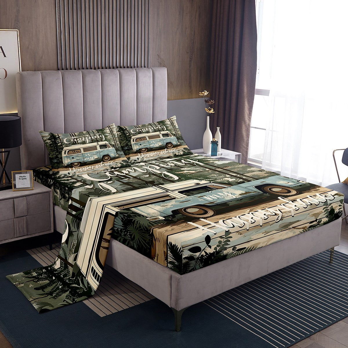 Kids Camping Sheet Set Twin, Rv Camper Decor Sheets for Camping Lovers ...