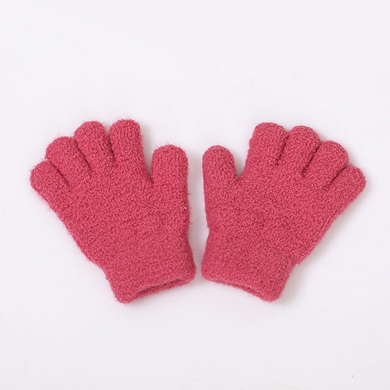 Kids Candy Color Solid Plush Gloves, Soft Fleece Lined Winter Gloves ...