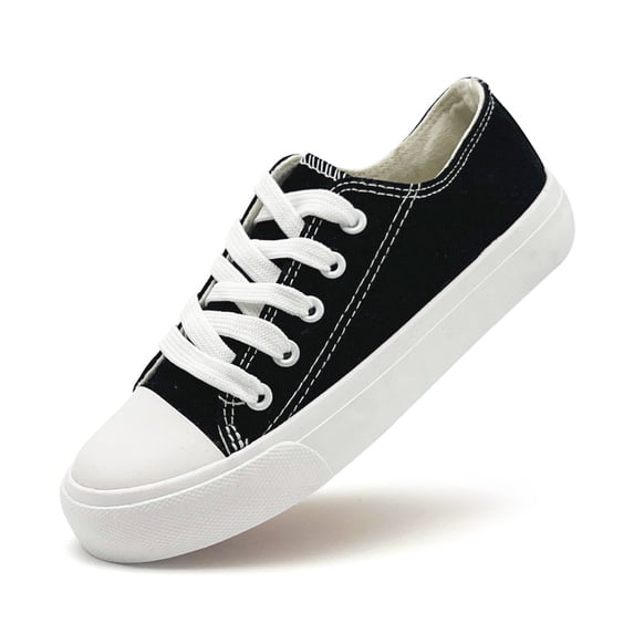 Kids Canvas Sneakers Girls Boys Low Top Lace Up Classic Casual Shoes ...