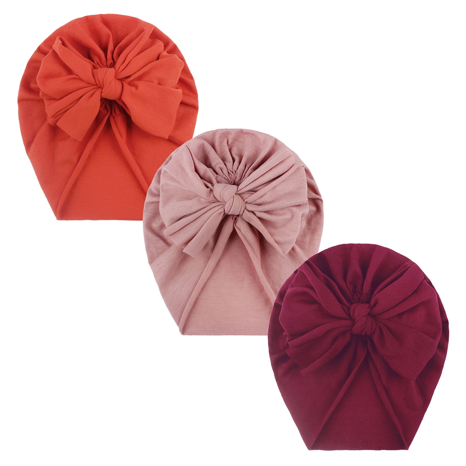 Kids Caps Toddler Kids Baby Girls Solid Bow Knotted Hat Beanie Headwear Accessories 3Pcs ...